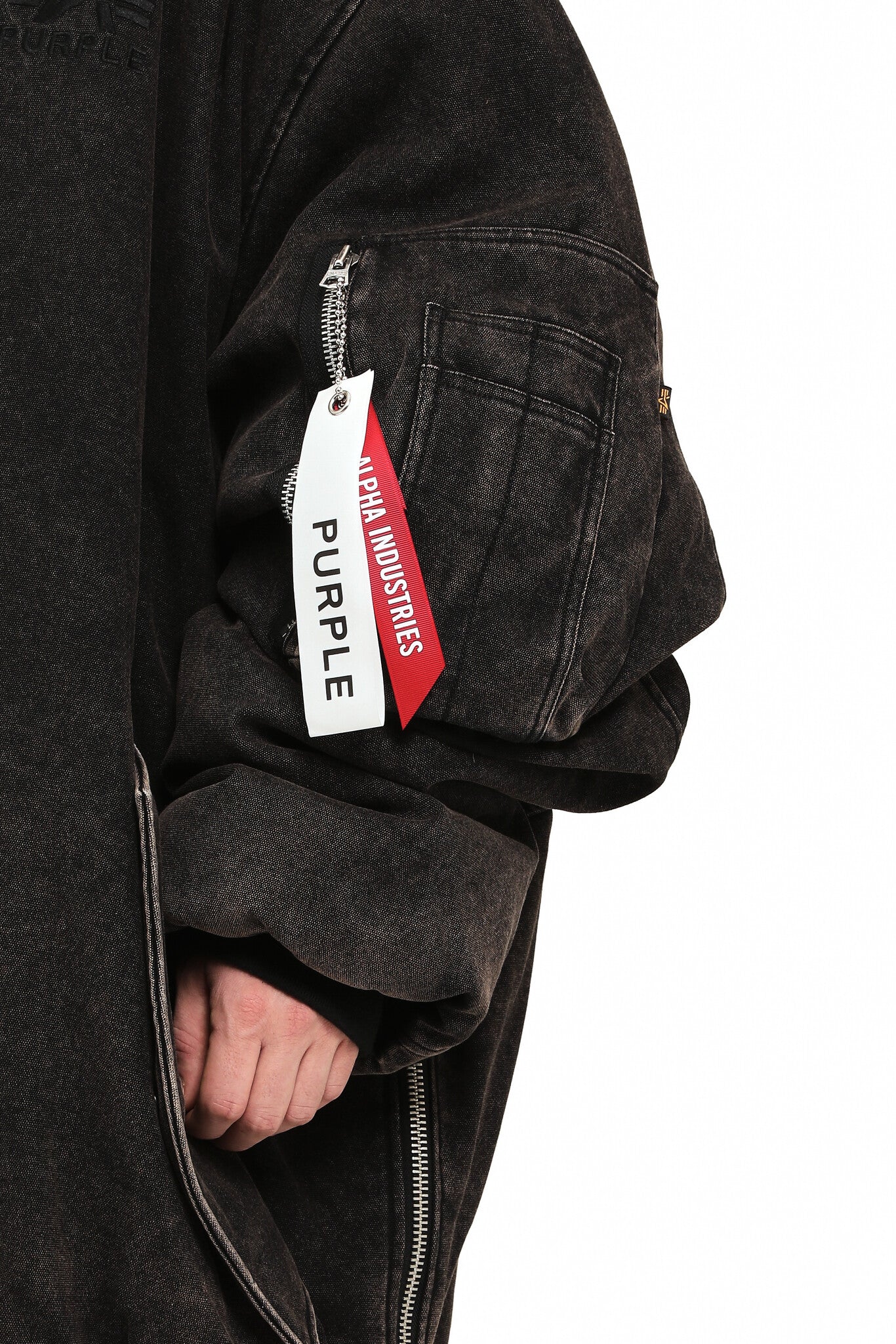 Purple Brand x Alpha Giant Bomber 'Black|M6104-APGB825|Top Fashion
